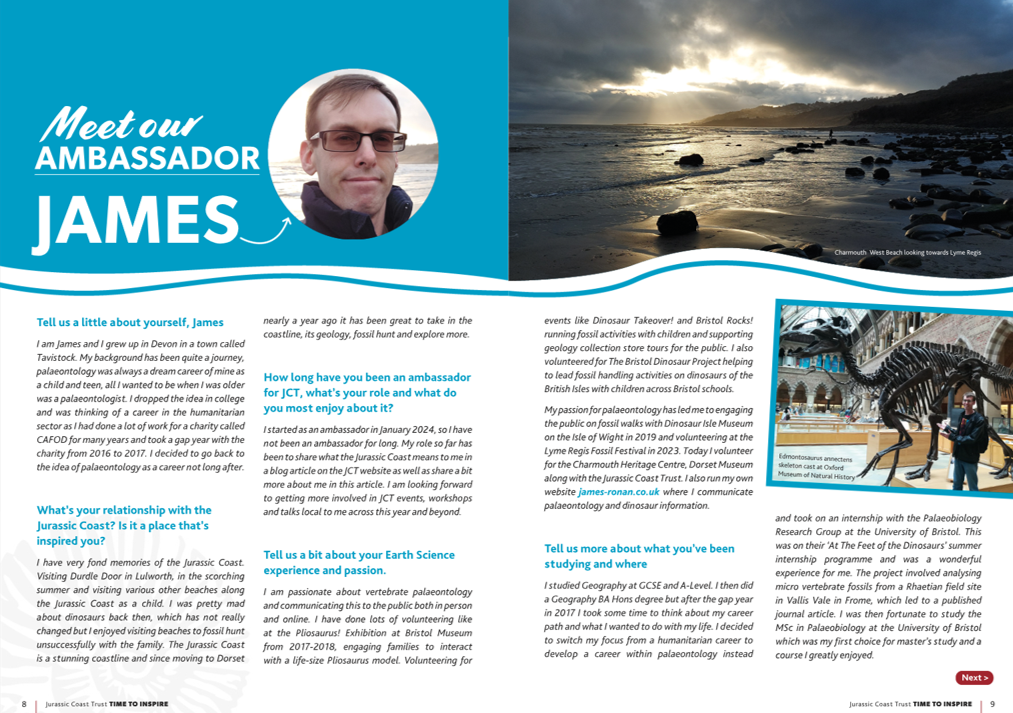 Jurassic Coast Trust Ambassador Work – James Ronan Palaeontologist